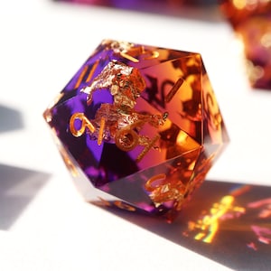 Eternal Sunset - Holographic Handmade Resin Sharp Edge Dice Set for Dnd ...