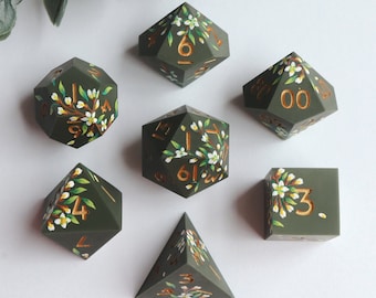 Fireheart - Red and Black Gold Dice, Fire Dice, Handmade Resin Sharp ...