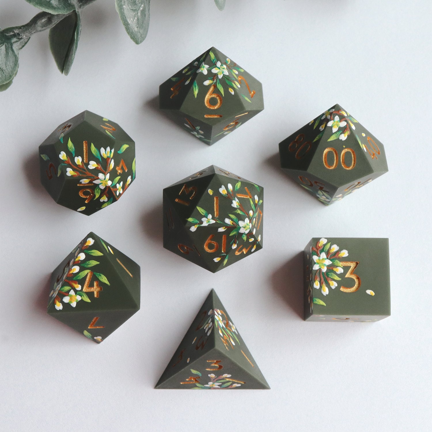 Wallflower - Hand-painted, Handmade Resin Sharp Edge Dice Set for Dnd ...