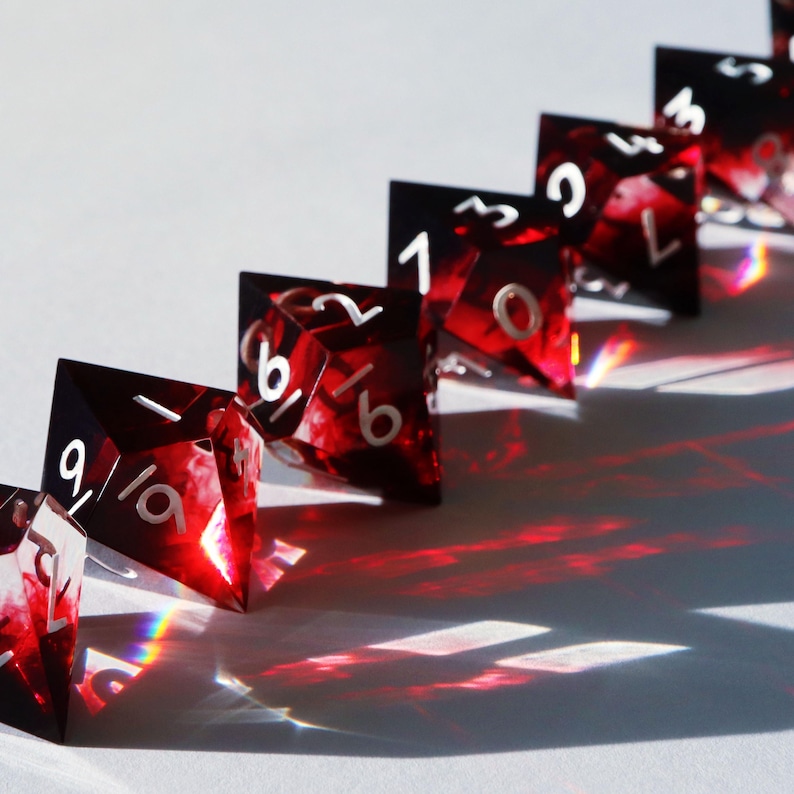 Persephone's Fury 5D10 Set - Blood Dice, Handmade Resin Sharp Edge Dice ...