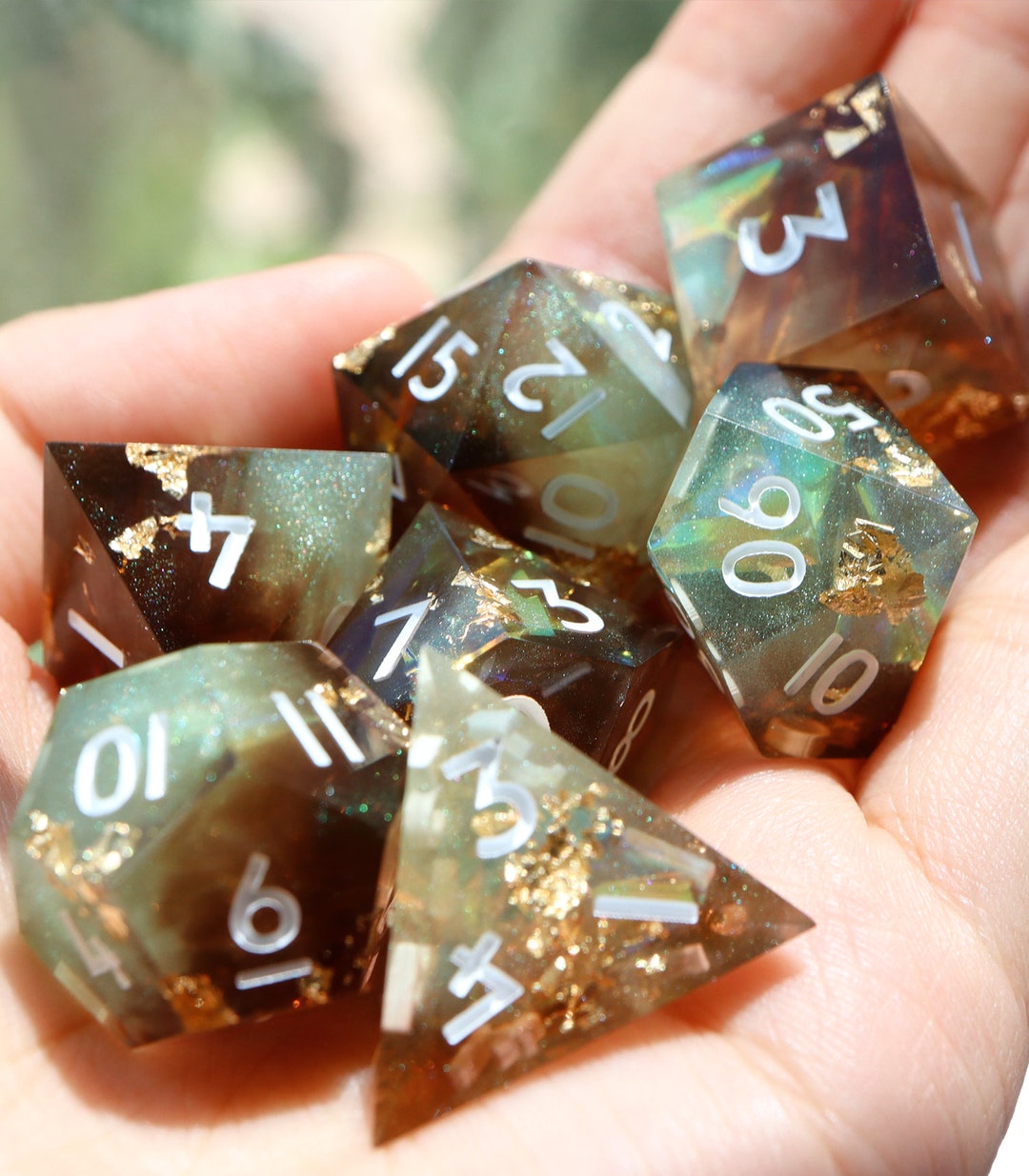 Earthtones - Nature Dice, Druid Dice, Ranger Dice, Handmade Resin Sharp ...