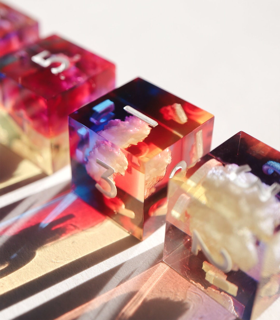Sunrise Sonata - Gradient Cloud Dice, Handmade Resin Sharp Edge Dnd ...
