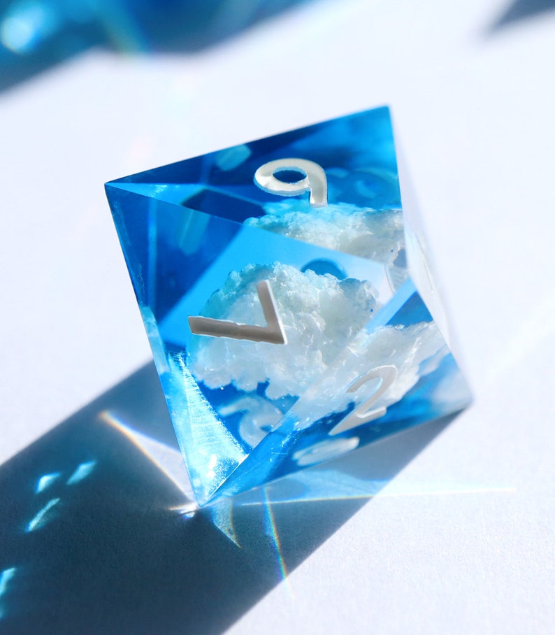 Blue Sky Hymnal - Gradient Cloud Dice, Handmade Resin Sharp Edge Dnd ...
