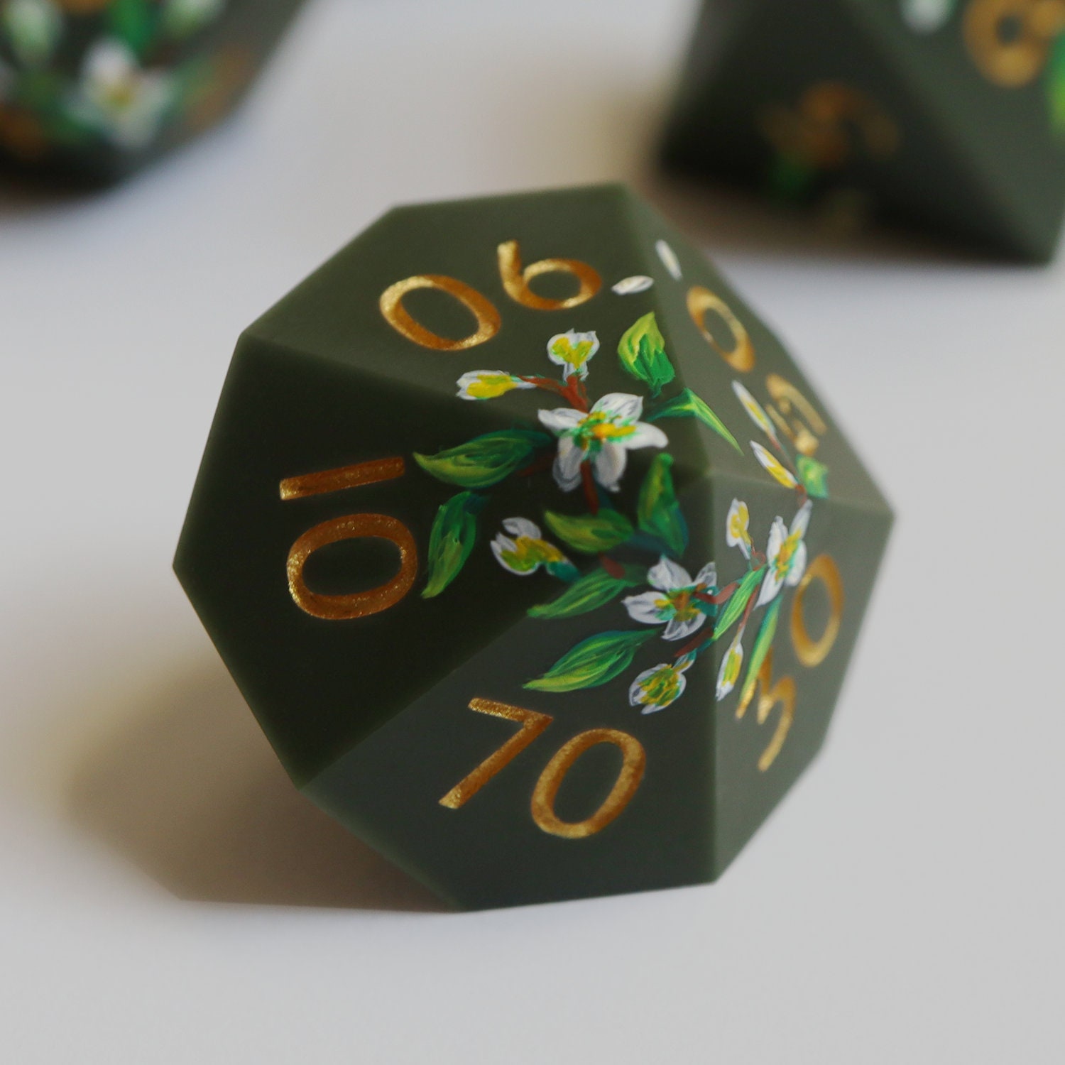 Wallflower - Hand-painted, Handmade Resin Sharp Edge Dice Set for Dnd ...