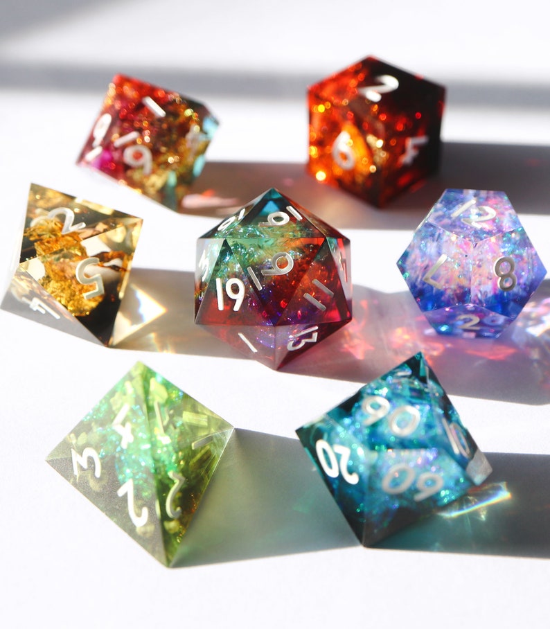Dice Gacha Random Set Handmade Resin Sharp Edge Dnd Dice Set - Etsy