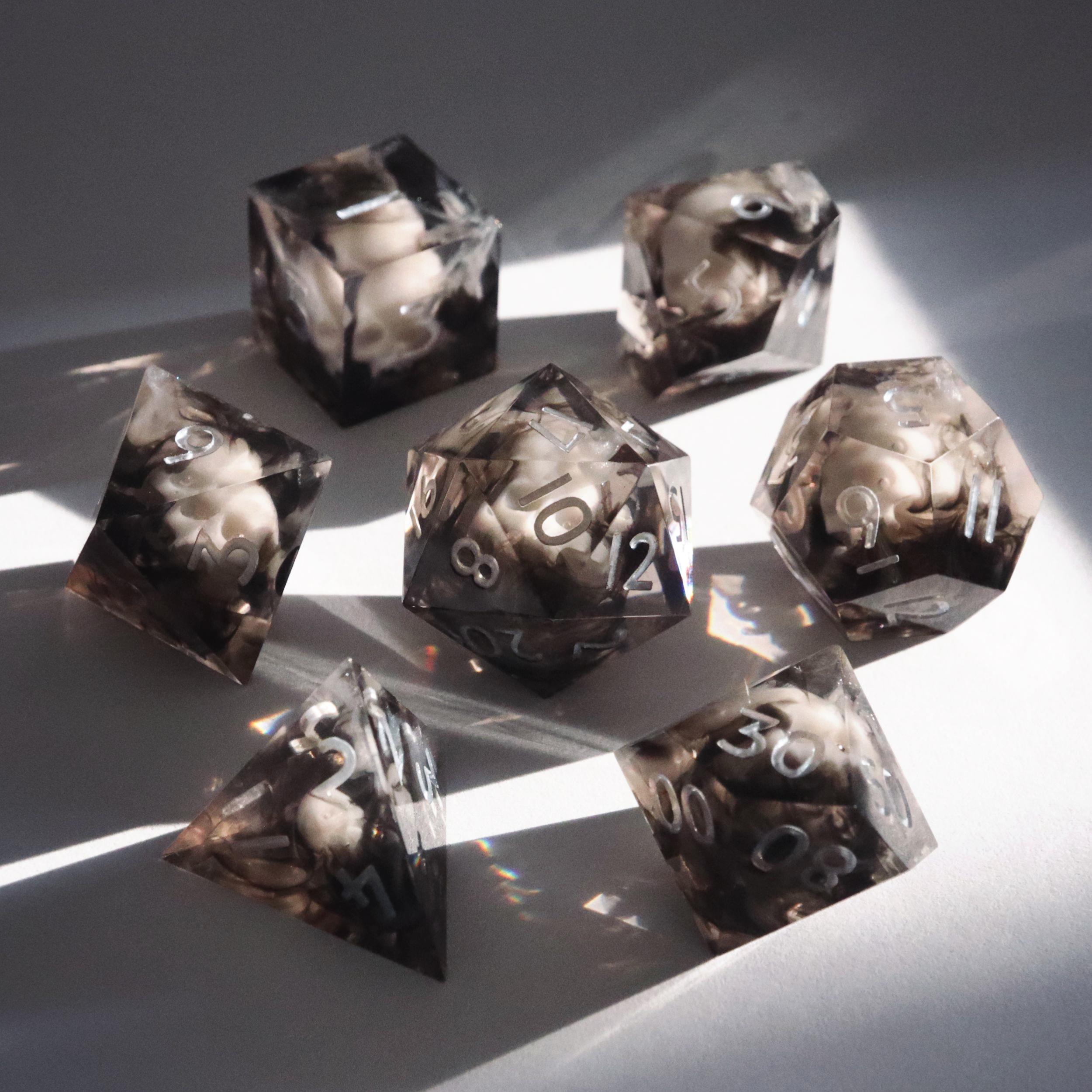 Dark Martyr - Spectre Handmade Resin Sharp Edge Dice Set for Dnd, D&D, Dungeons and Dragons, RPG ...