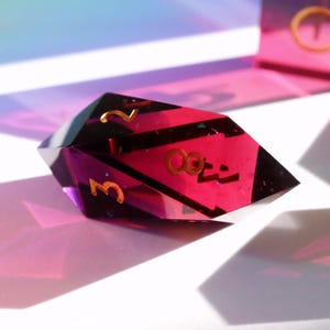 Ruby Crystal 8 Pc Set - Gemstone Handmade Resin Sharp Edge Dnd Dice Set ...