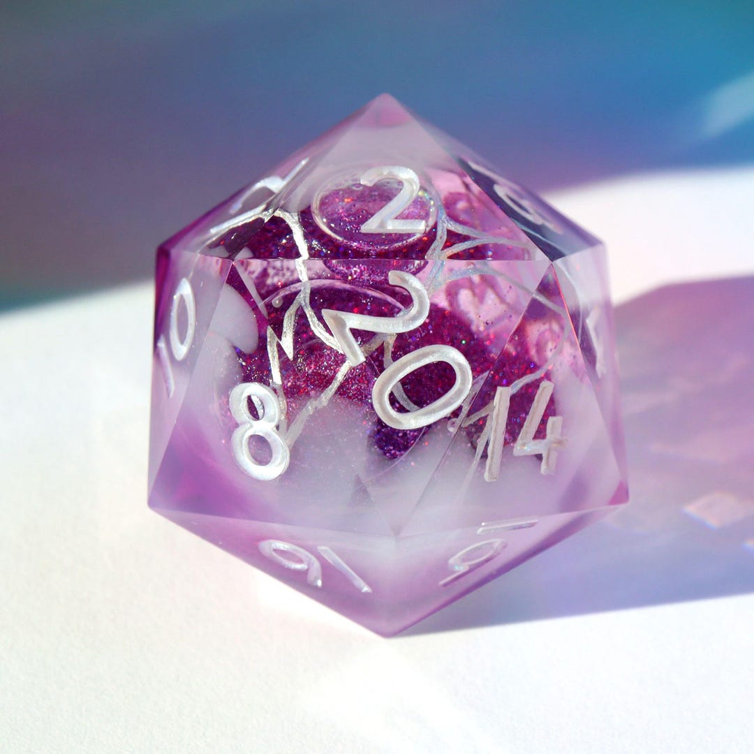 Amethyst Geode Liquid Core Chonk D20 - Oversized D20, Glitter Handmade ...