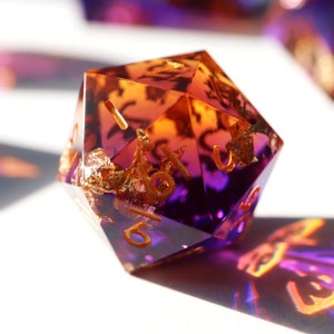 Eternal Sunset - Holographic Handmade Resin Sharp Edge Dice Set for Dnd ...