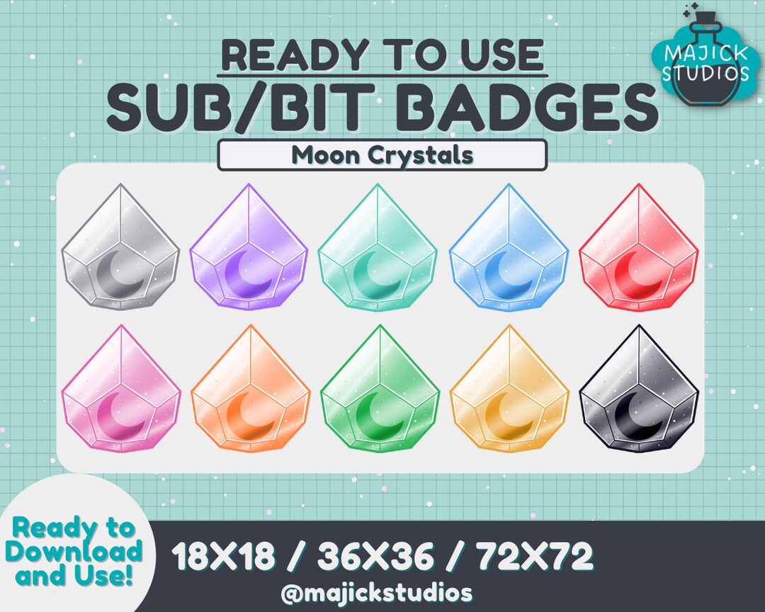 Twitch Sub/bit Badges | Moon Crystals | Streamer - Etsy