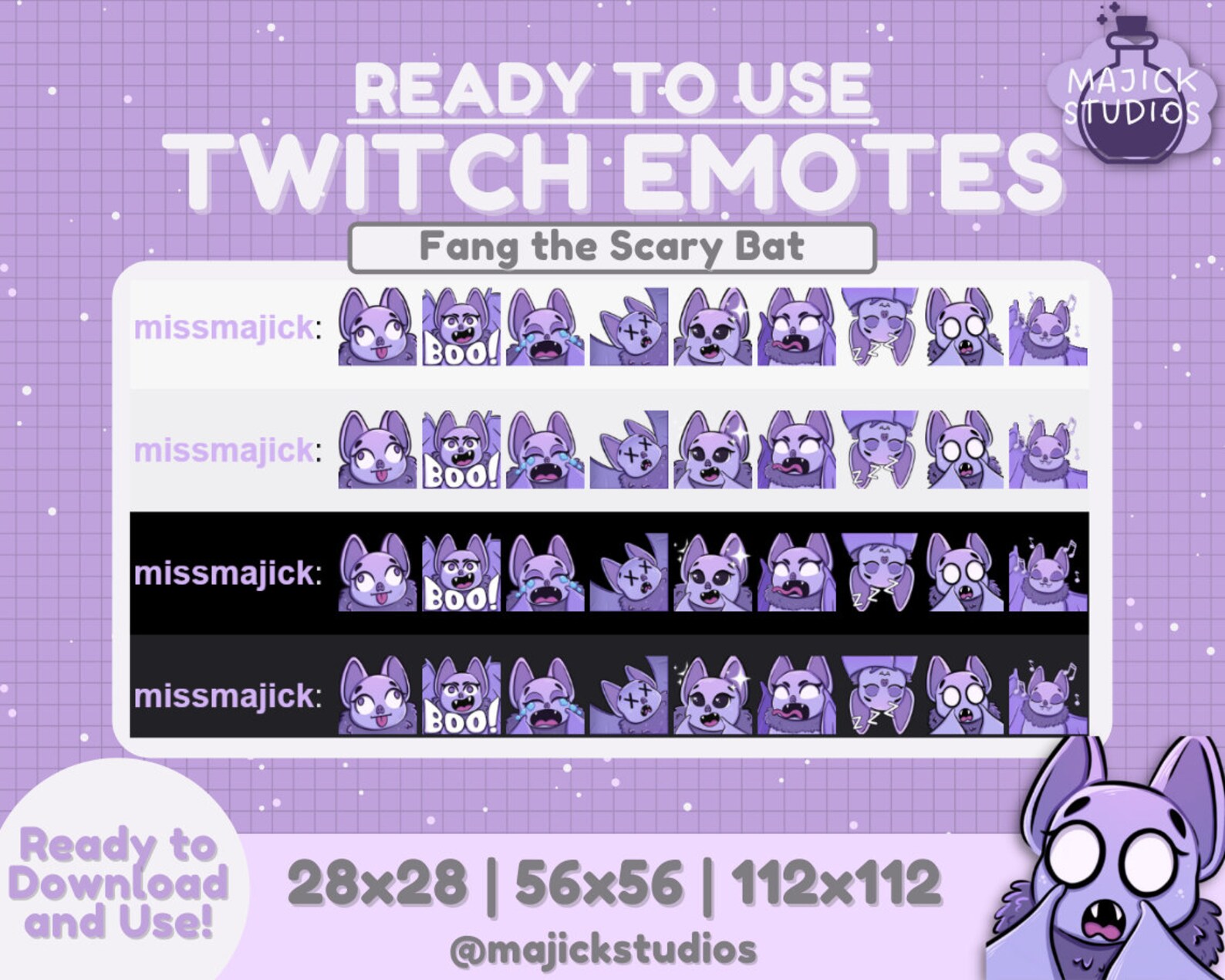 Cute Bat Emotes | Twitch Emotes - Etsy