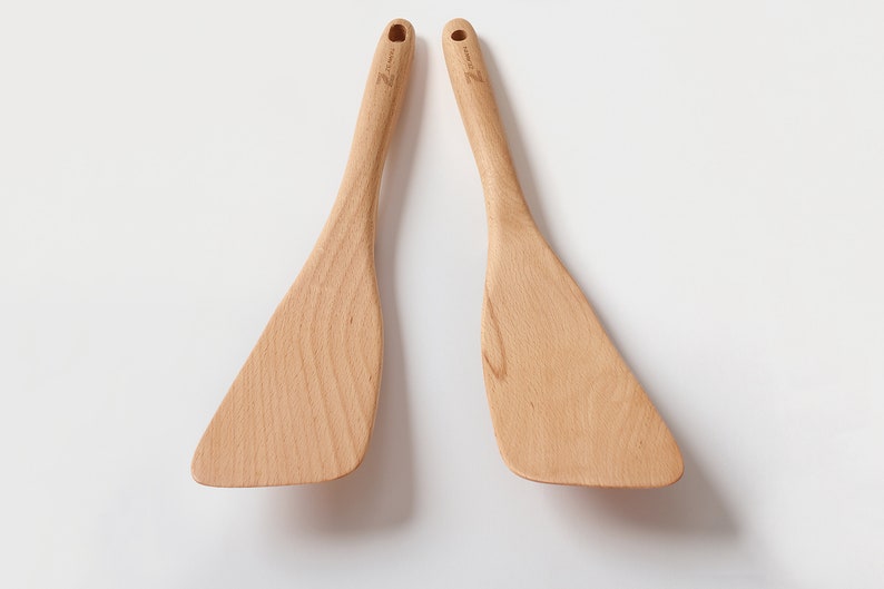 Zeawin Wooden Spatula for Non-stick Pans – Thin, Flat Design for ...