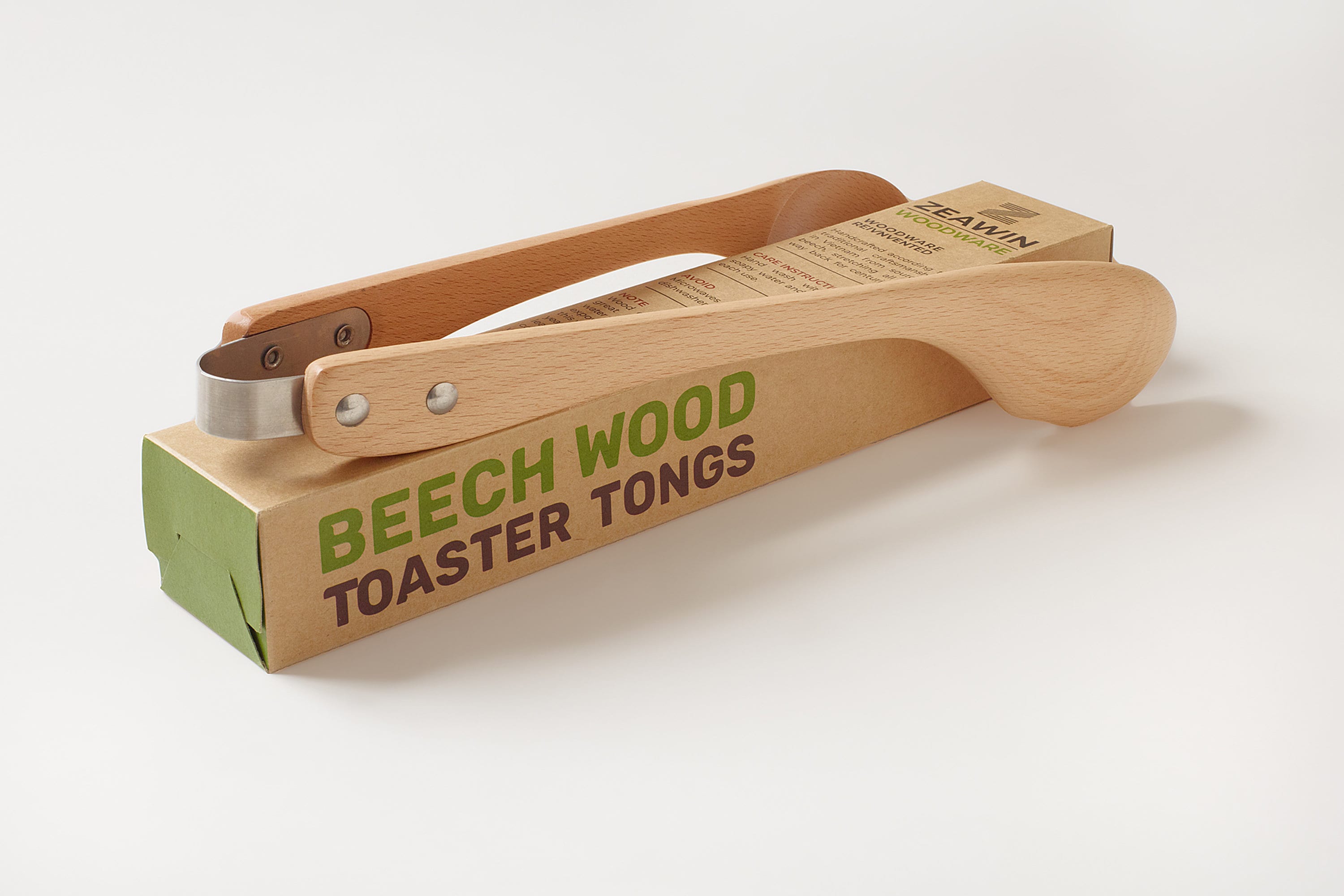 Zeawin Wooden Salad Tongs, Handmade Wood Toaster Tongs, Wooden Salad ...