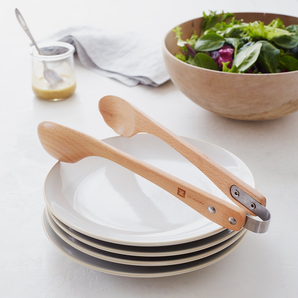 Zeawin Wooden Salad Tongs, Handmade Wood Toaster Tongs, Wooden Salad ...