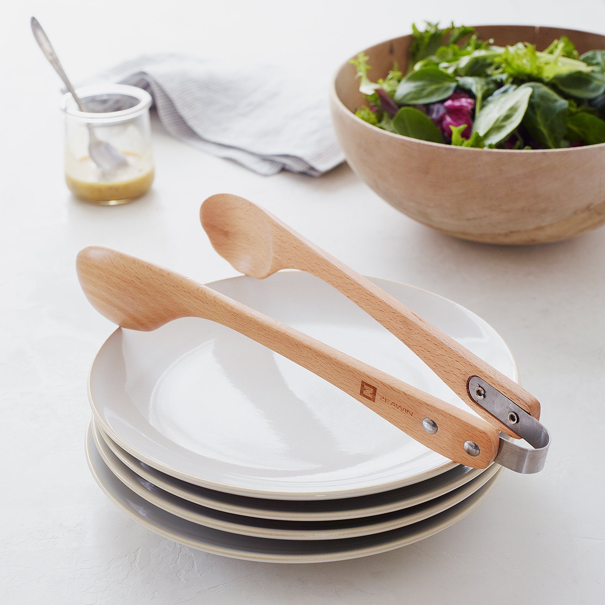 Zeawin Wooden Salad Tongs, Handmade Wood Toaster Tongs, Wooden Salad ...