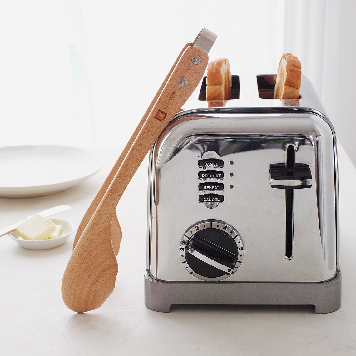 Zeawin Wooden Salad Tongs, Handmade Wood Toaster Tongs, Wooden Salad ...