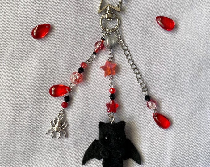 Handmade Fuzzy Bat Keychain | Kawaii, Bag, Flocked Cat, Pastel ...