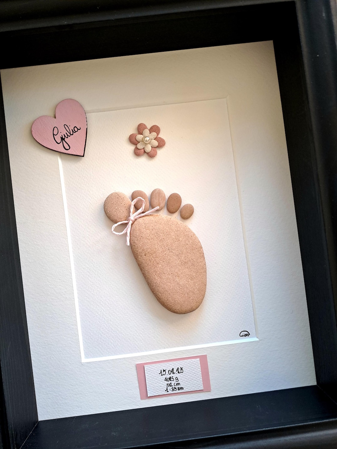 Stone Frame With Foot for Baby Girl Birth, Unique, Elegant and Refined ...