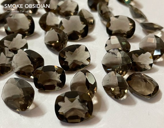 Smoke Obsidian Cushion Cut Mix 1 Piece Smoke Obsidian Oval for - Etsy