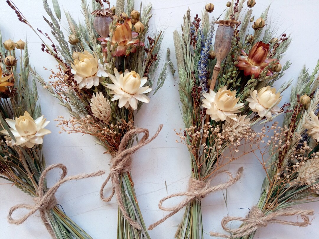 4 Pieces, Mini Bouquet of Compliments, Mini Bouquets of Dried Flowers ...
