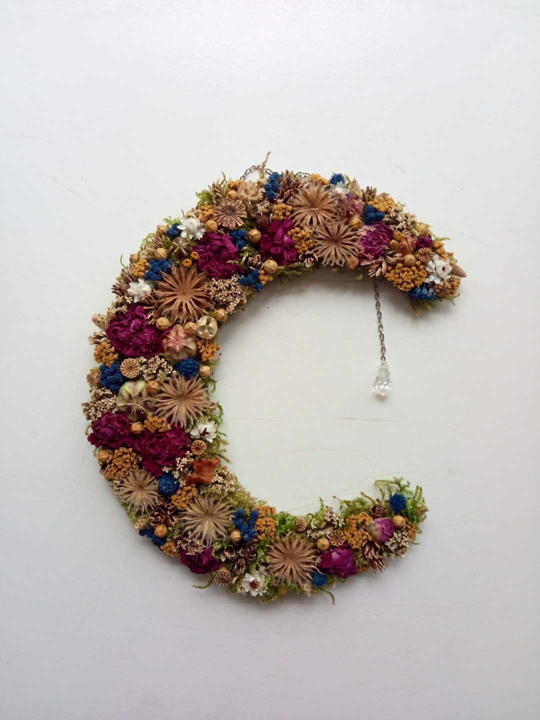 Home Decor, Dried Flower Moon, Wall Decor - Etsy