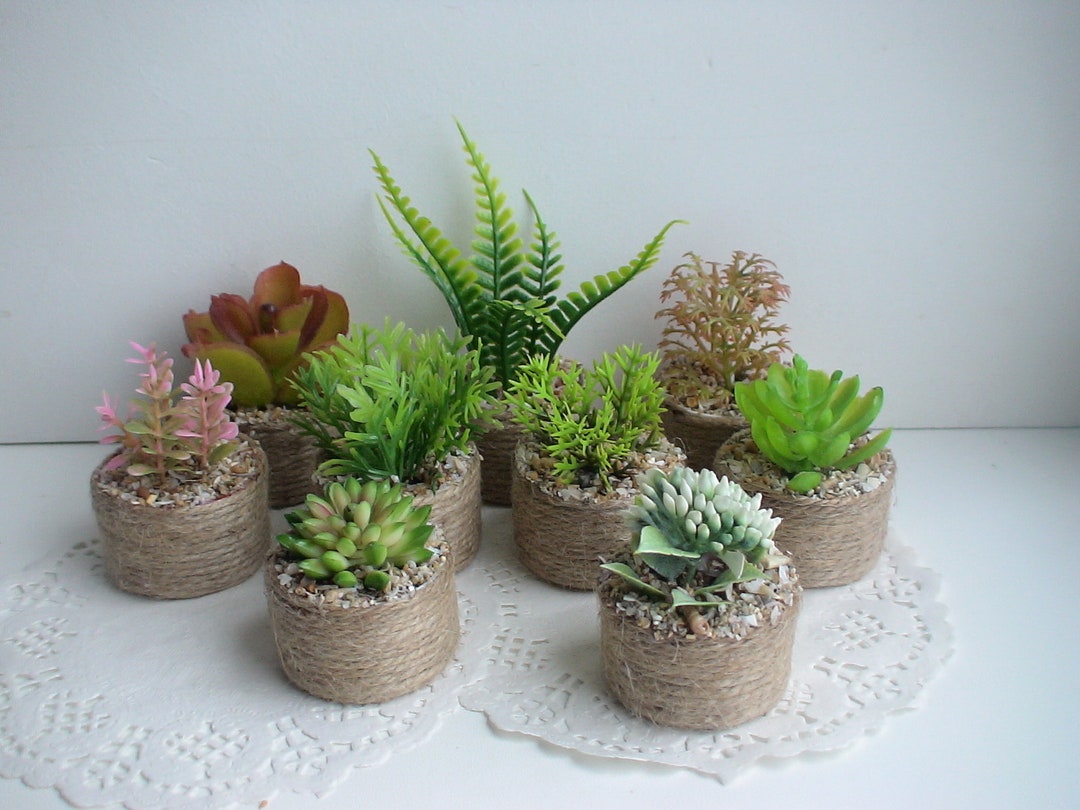 9 Pieces, Miniature Puppet House, Miniature Plants With Pot, Miniature ...