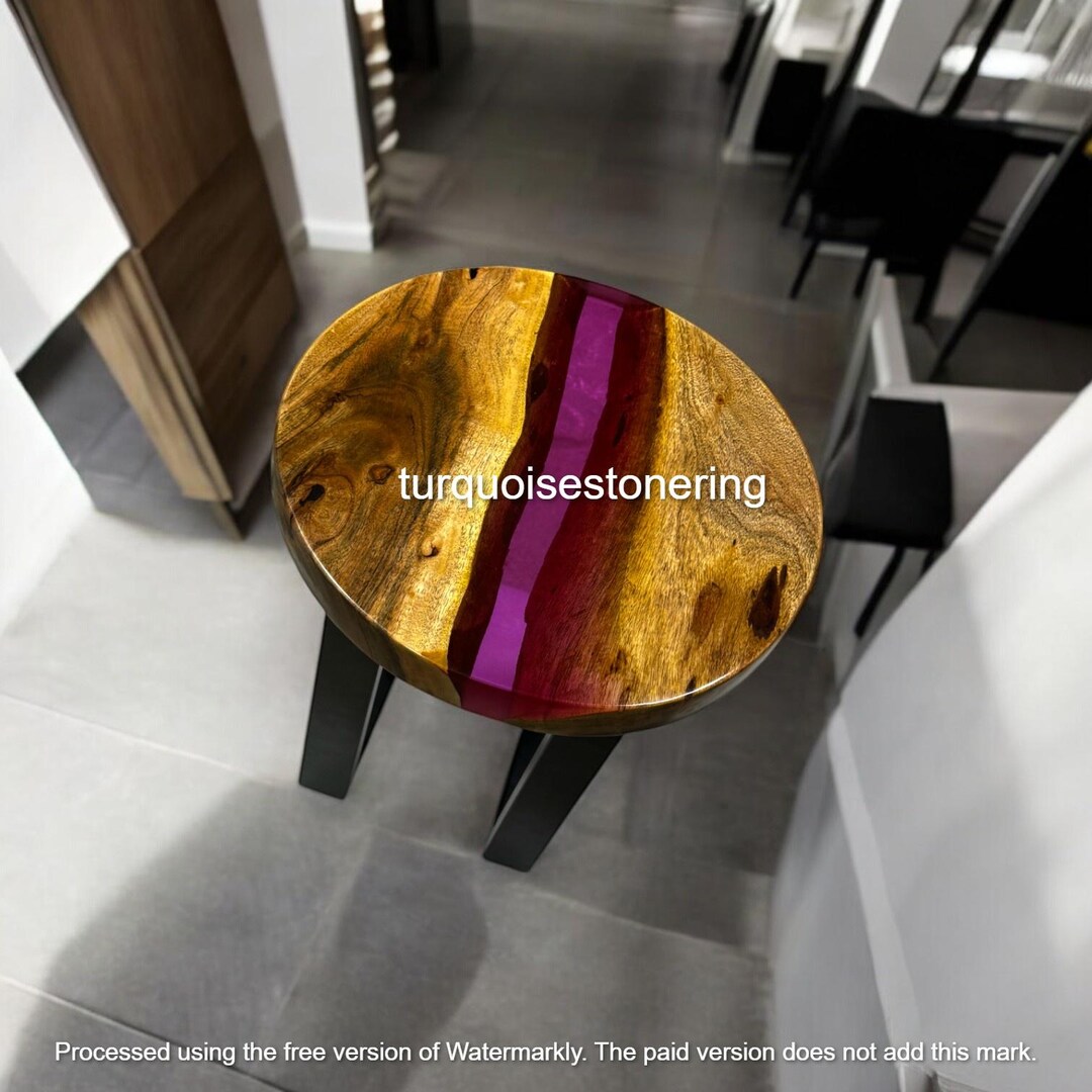 Handmade Clear Epoxy Round Table Top Console Bar Desk Decor - Etsy