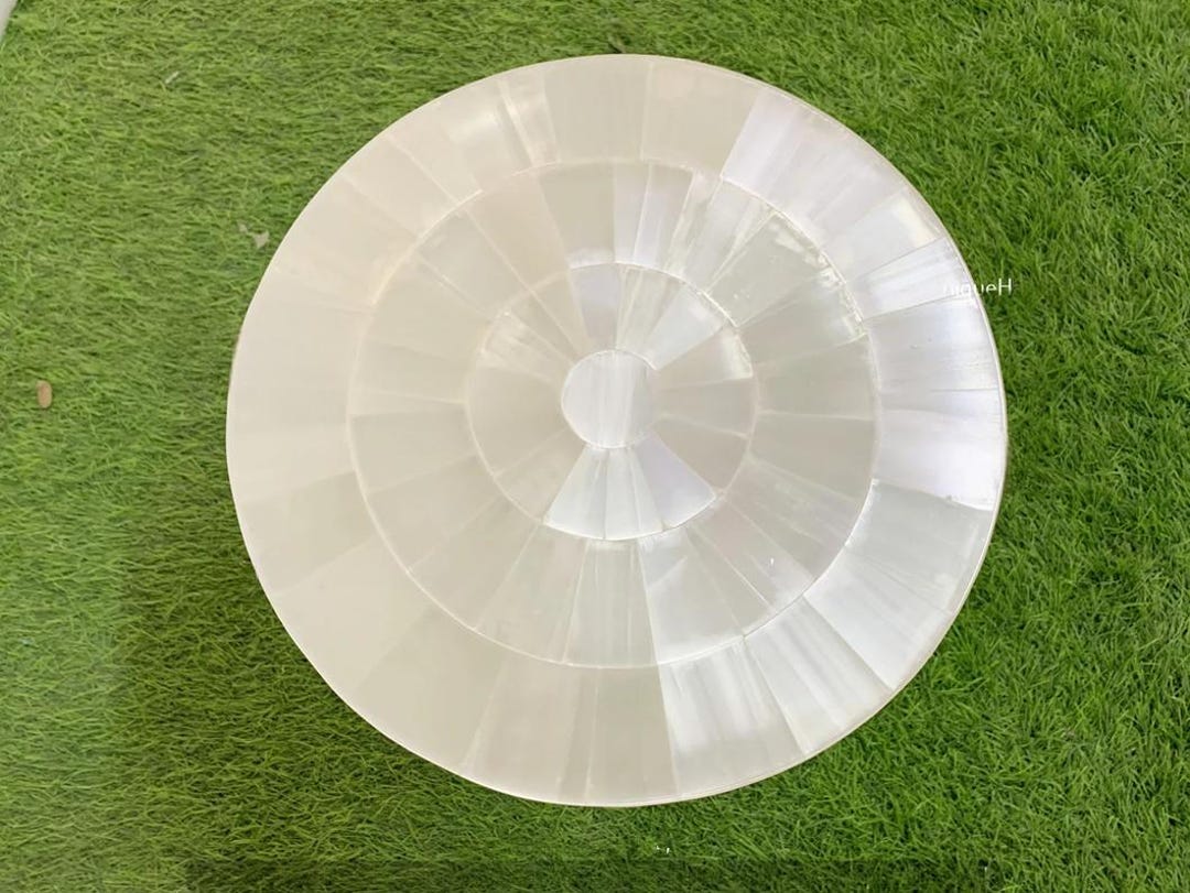 Round Selenite Stone Coffee Table Top Natural Crystal Center Table ...
