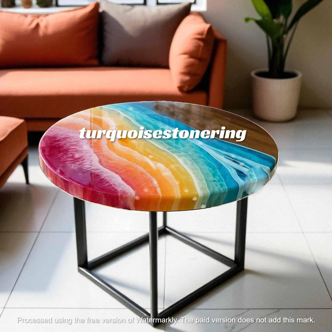 Multi Color Epoxy Round Table Top for Living Room & Center Sofa ...