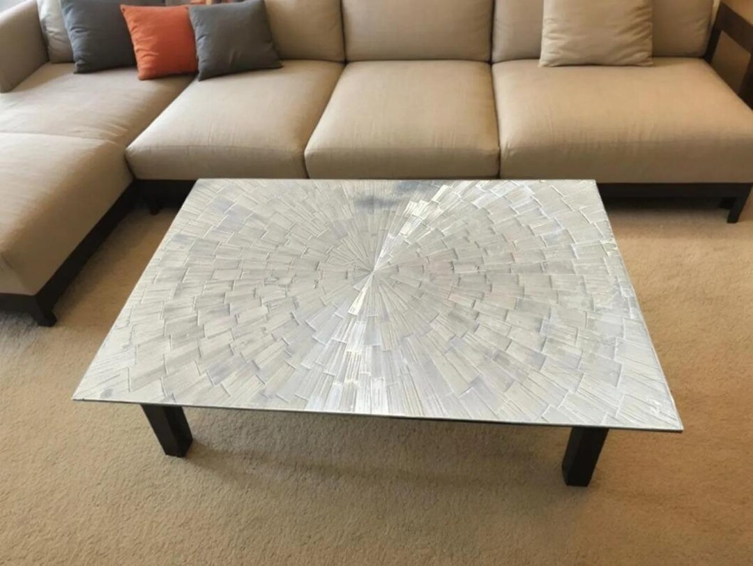 Rectangle Selenite Stone Dining Table Top Sunburst Pattern Crystal ...