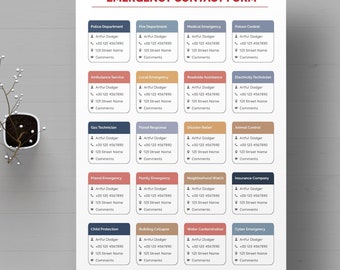 Emergency Contact Form (spanish) - Etsy