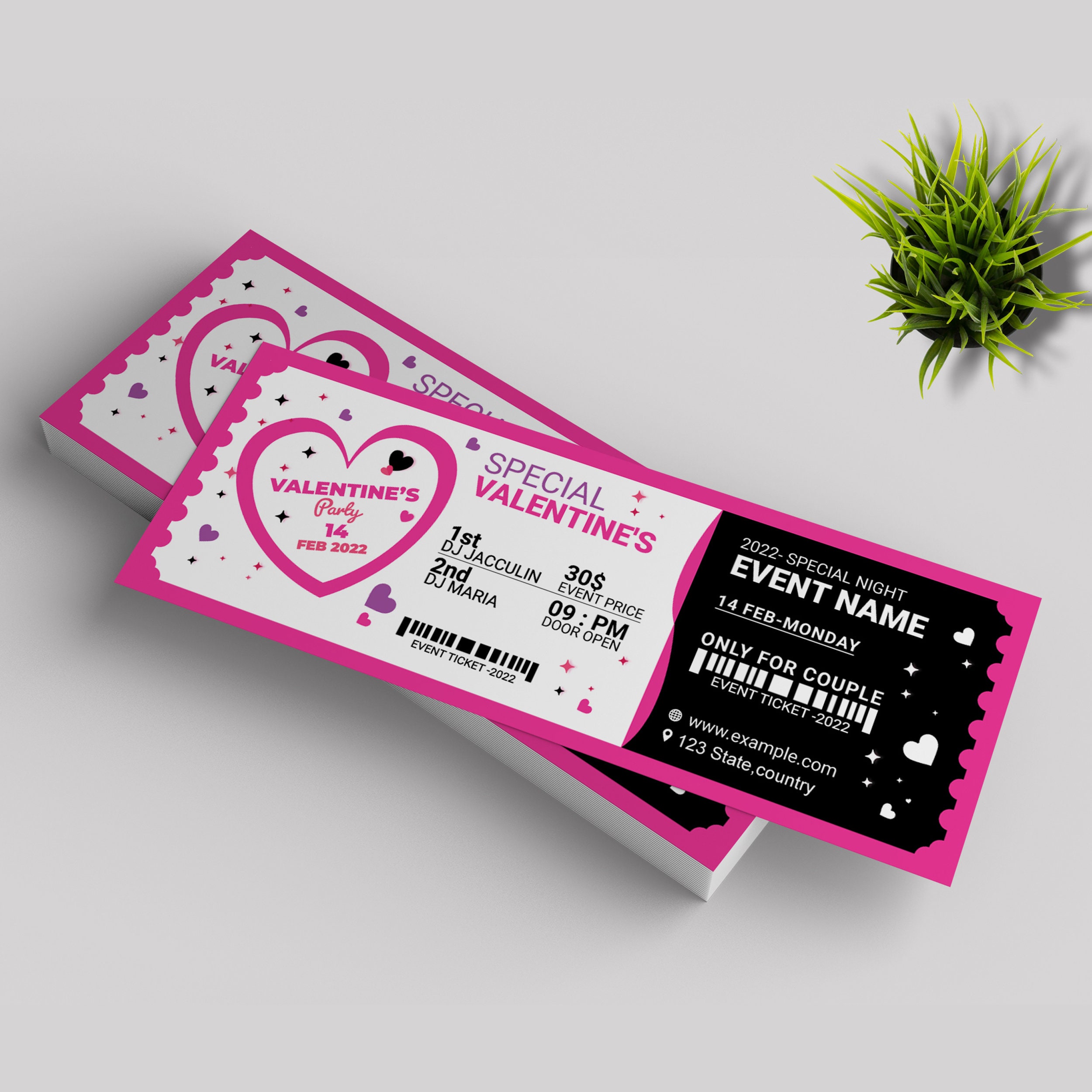Valentine Event Ticket Template - Etsy