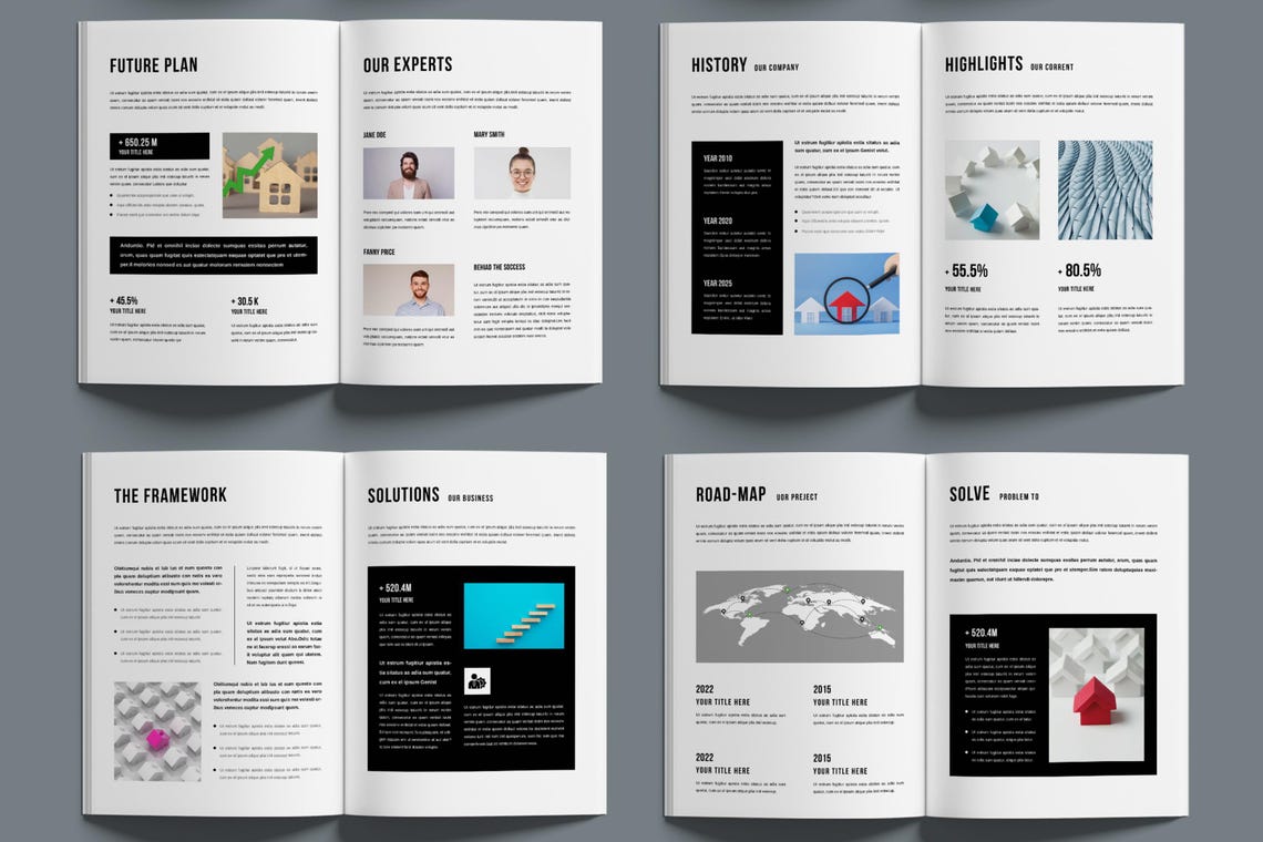 Annual Report Layout Design Template - Etsy