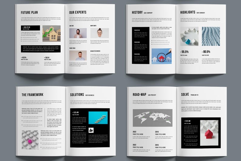 Annual Report Layout Design Template - Etsy