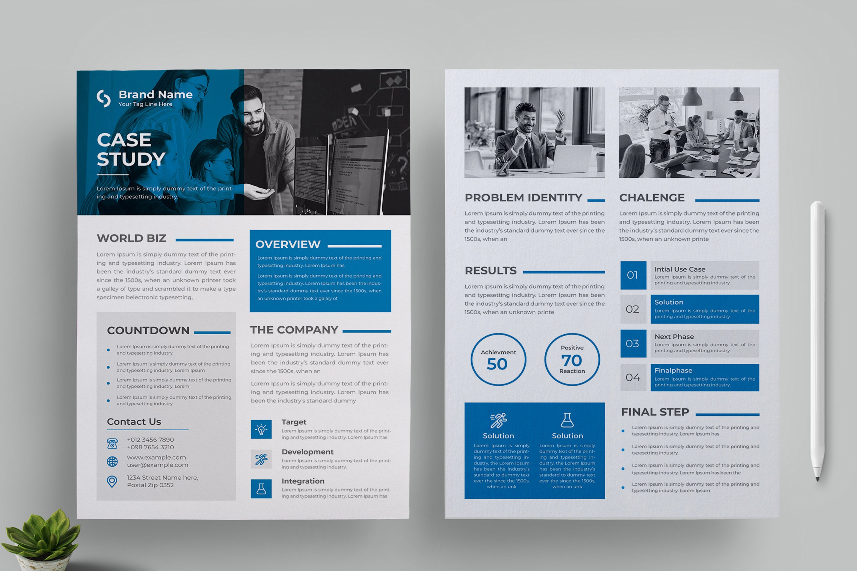 Clean Case Study Template, Case Study Flyer Template, - Etsy