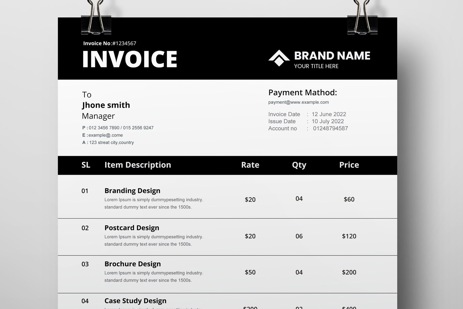 Printable Invoice Layout | Invoice Receipt Business Templates ...