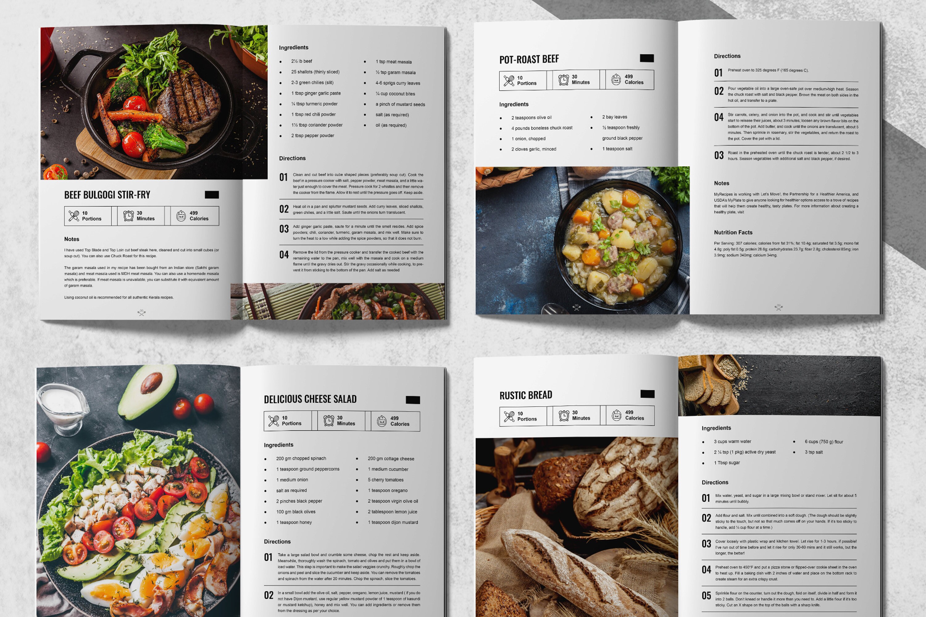 Cookbook Magazine With Black / White Color Instant Download & Canva ...