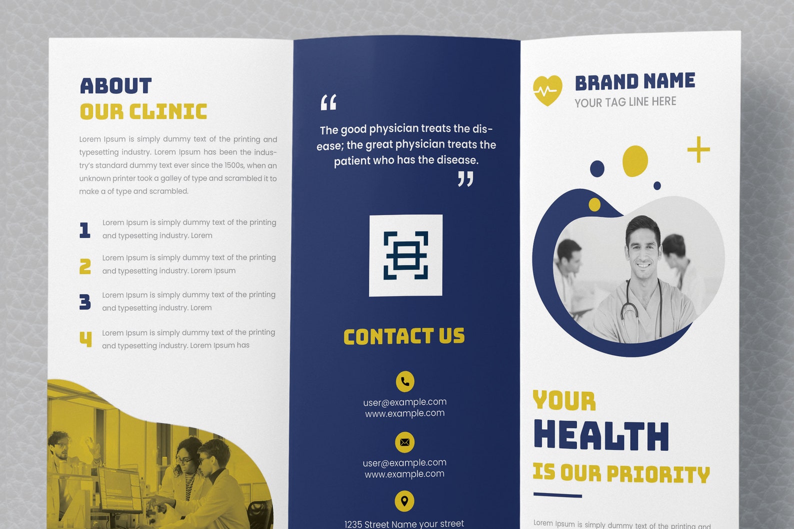 Trifold Brochure Layout With Tale Shades Accent | Instant Download ...