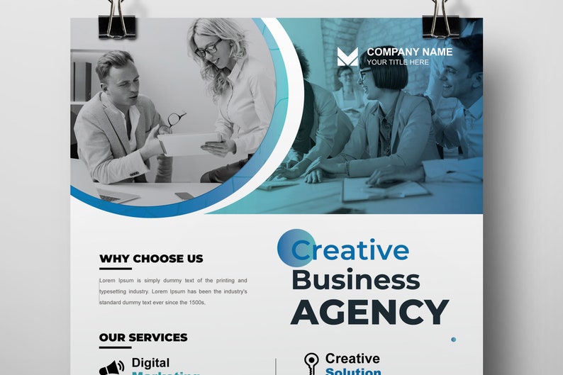 Business Flyer Blue Accents Template Illustrator - Etsy