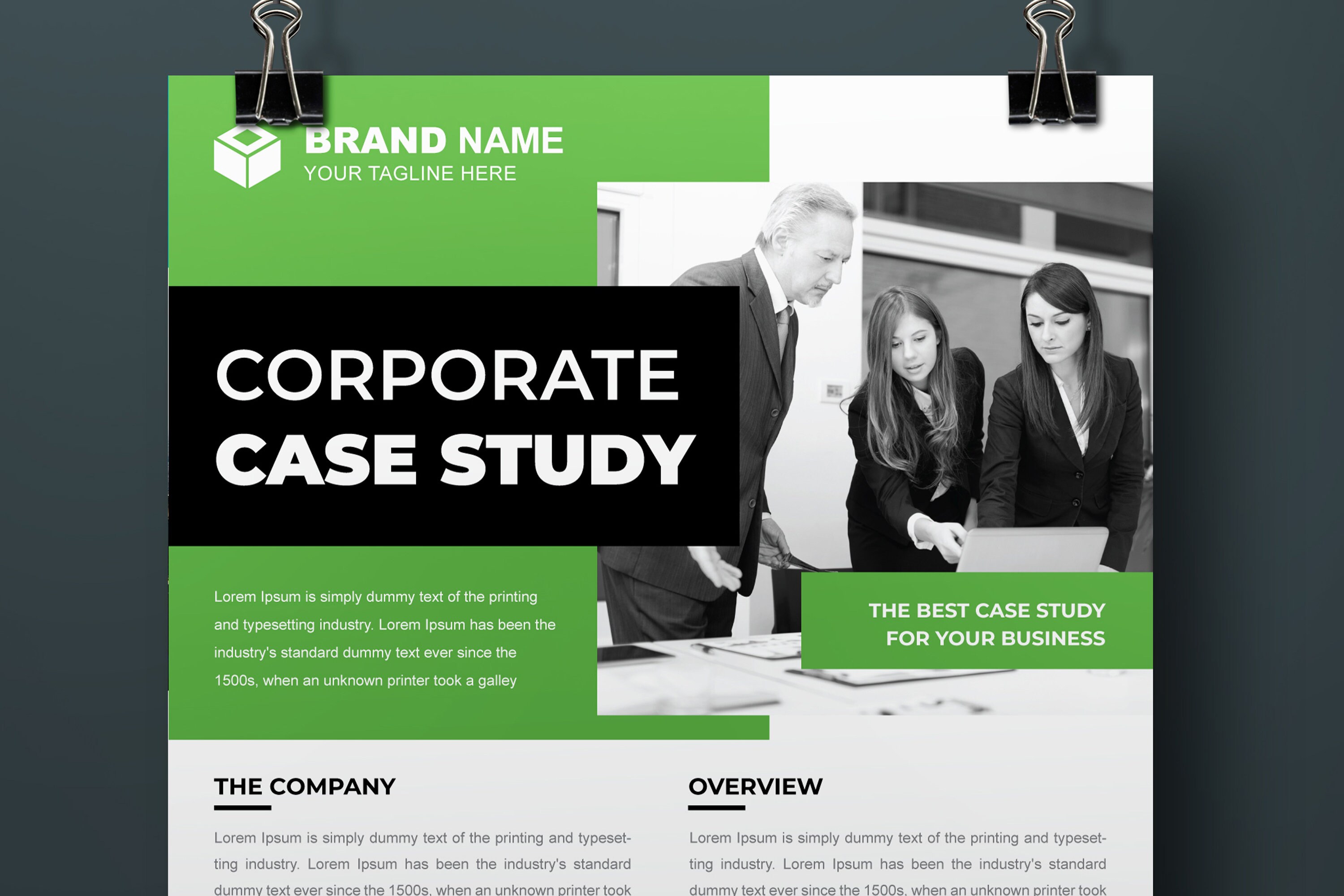 Case Study Layout With Green Accents | Instant Download & Canva ...