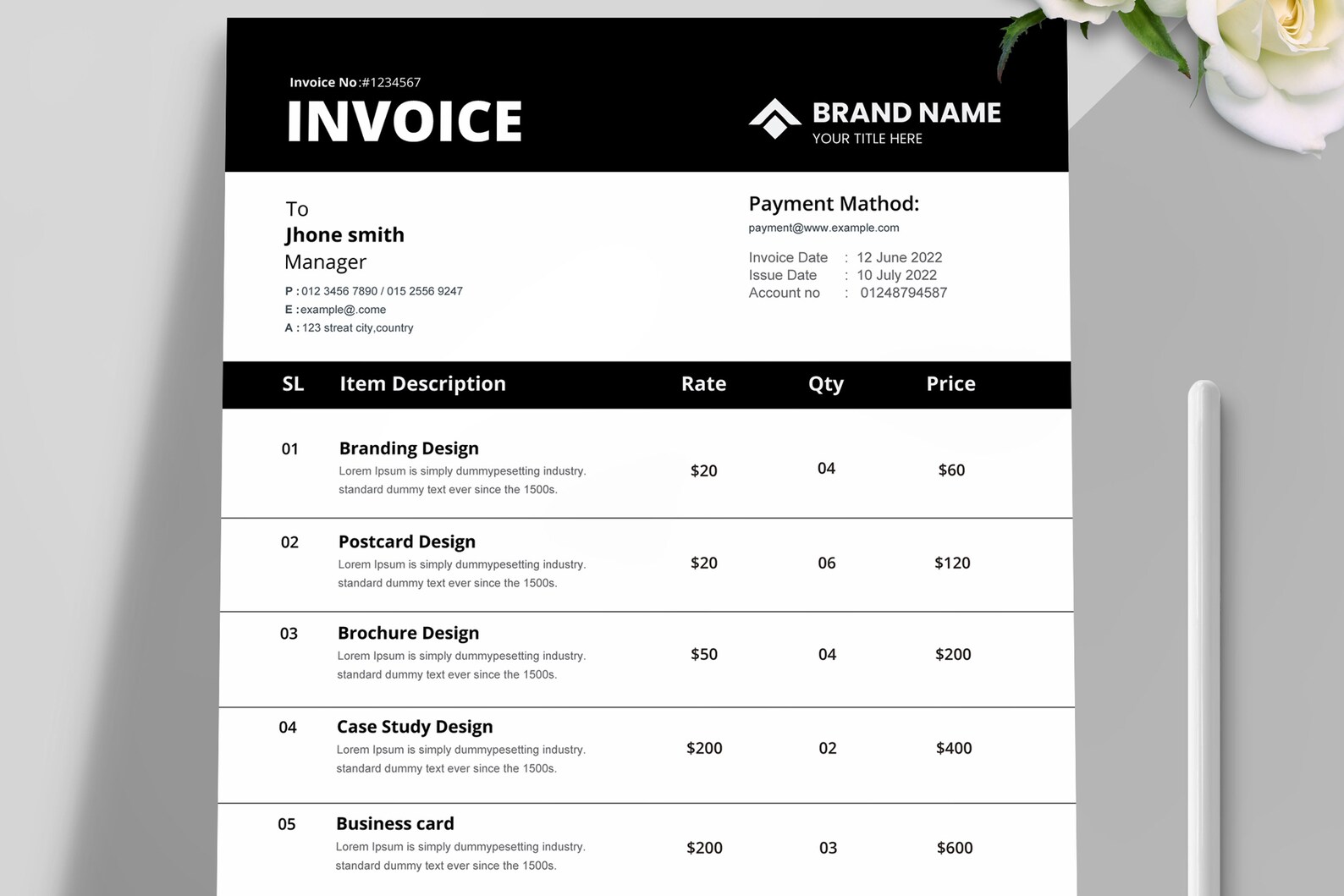 Printable Invoice Layout | Invoice Receipt Business Templates ...