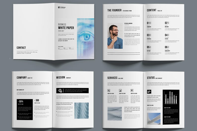 White Paper Layout Design Template - Etsy