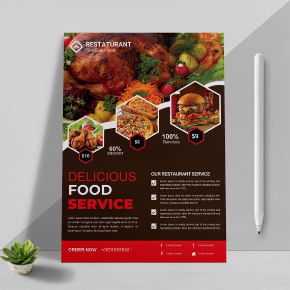 Food Service Flyer Template Design - Etsy