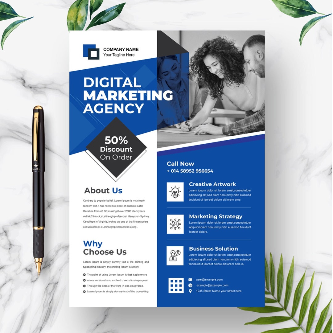 Corporate Blue Color Flyer Template Design Layout - Etsy