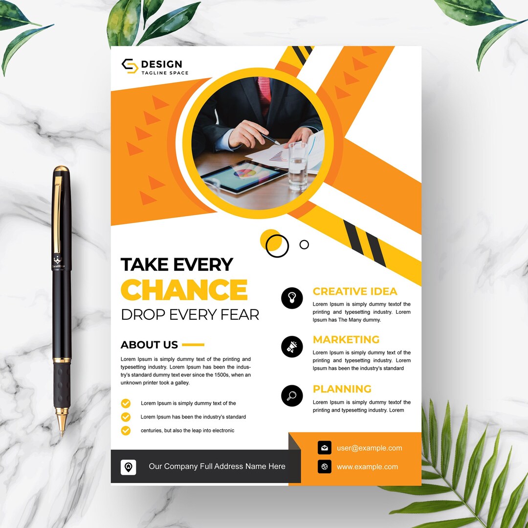 Orange Color Flyer Template Red Color Design - Etsy