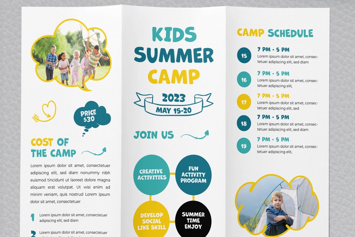 Kids Summer Camp Trifold Brochure | Trifold Brochure 2023 | Kids Summer ...