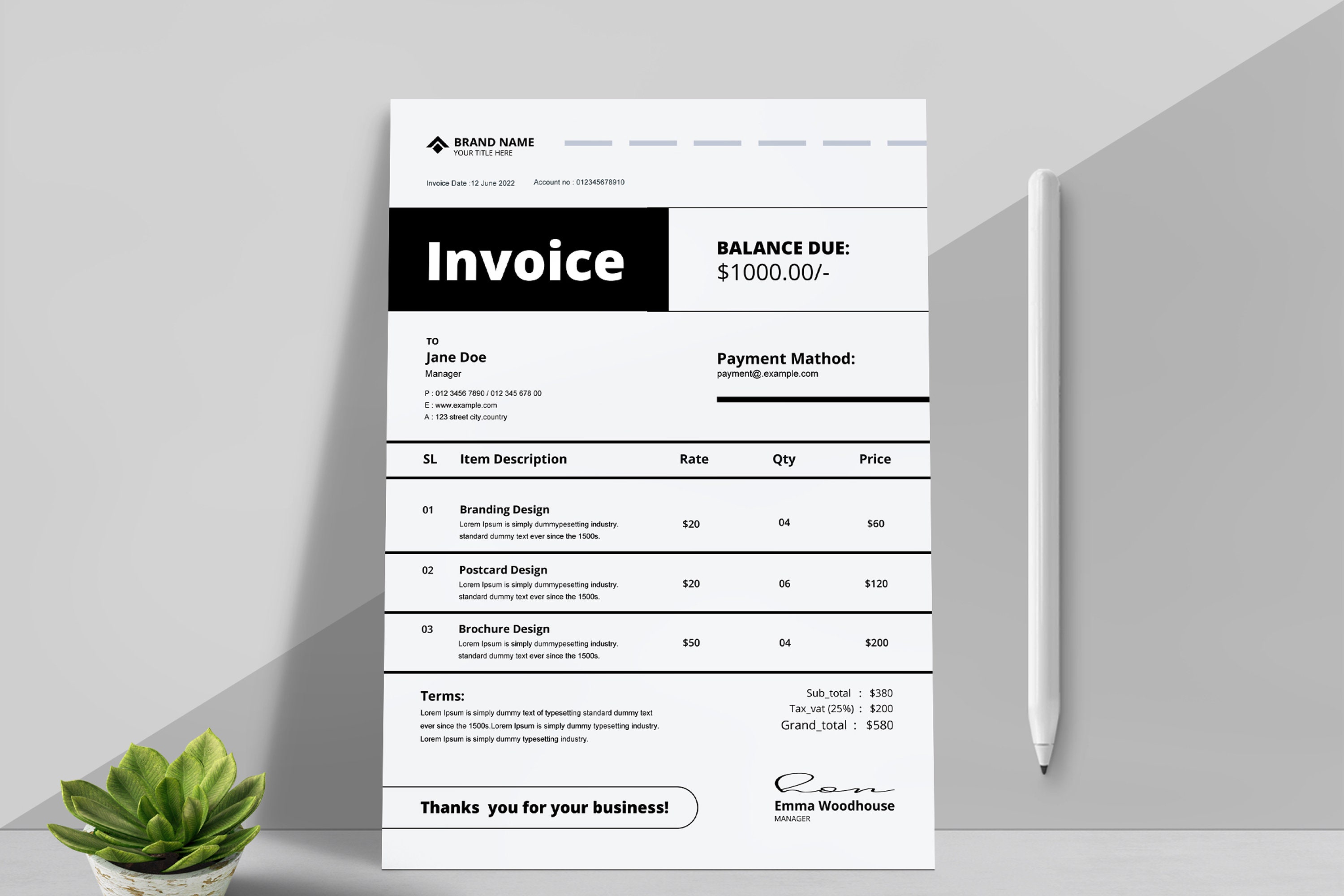 New Invoice Template Design Layout New 2023 | Business Invoice Template ...