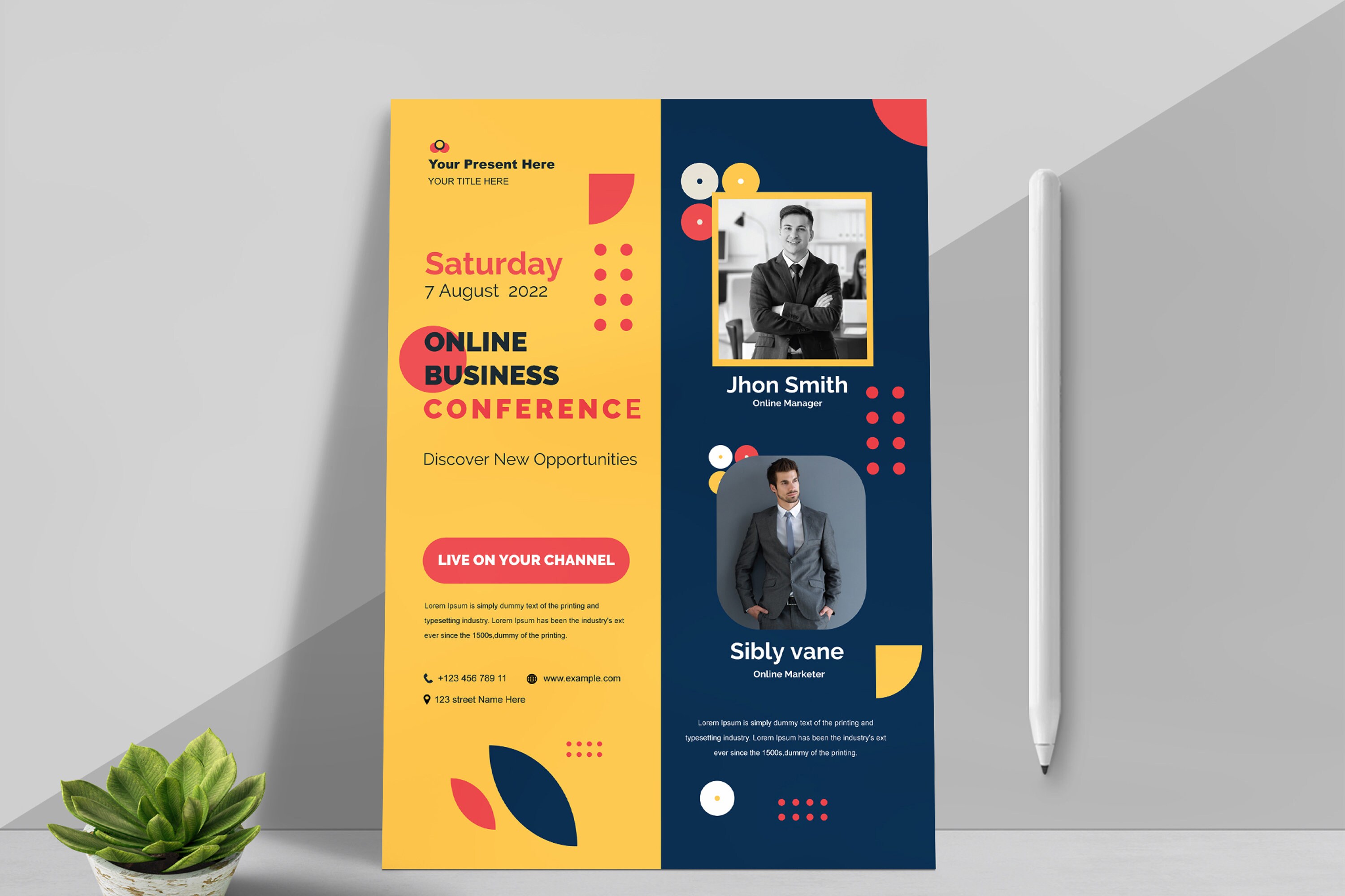 Online Conference Flyer Template, Printable Conference Schedule Poster ...