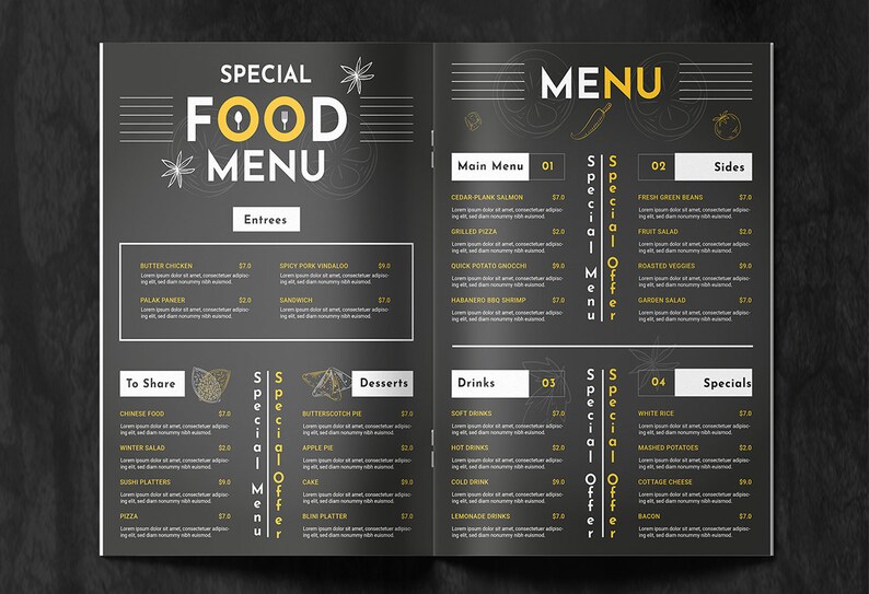 Food Menu Layout - Etsy