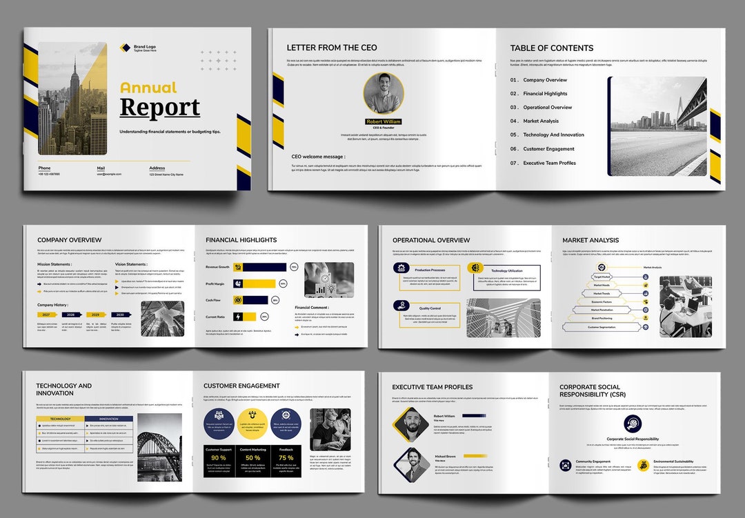 Annual Report Template Landscape - Etsy